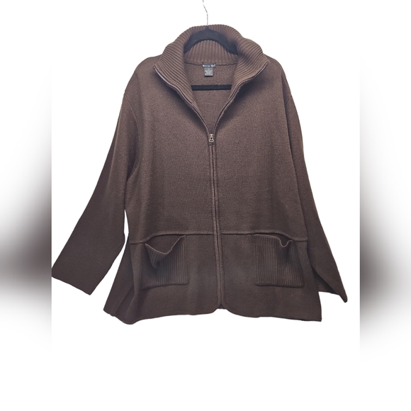 Tally Ho | Sweaters | Tally Ho Sweater Womens Brown Full Zip Highneck ...